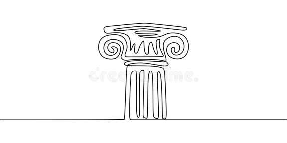 Continuous One Line Drawing of Roman Column. Representing Classic ...