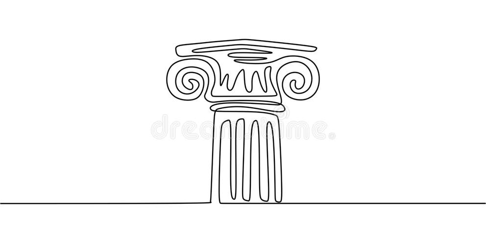 Continuous One Line Drawing of Roman Column. Representing Classic ...