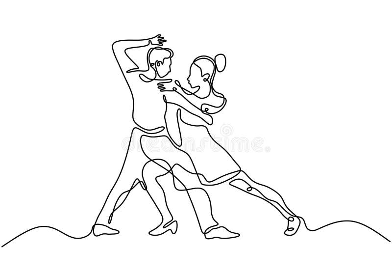Dancing Couple One Line Drawing Vector Man And Woman In Love Doing