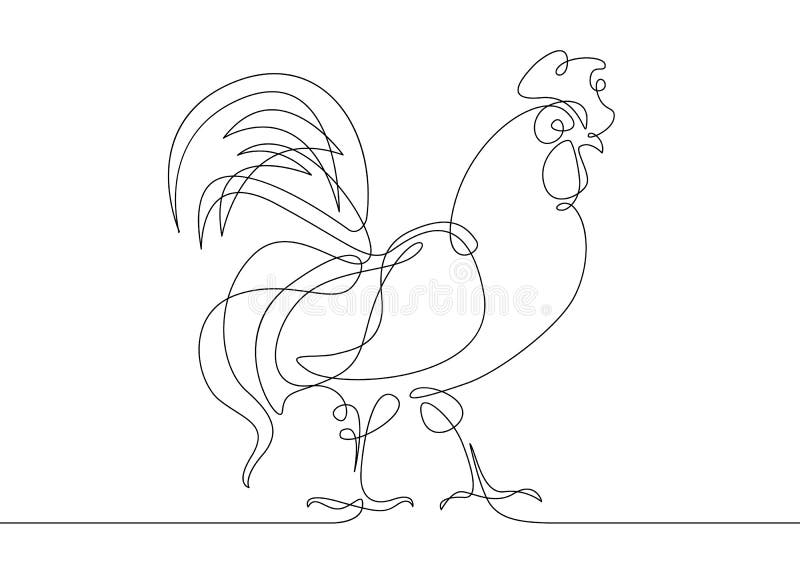 Crowing Rooster Outline Stock Illustrations – 92 Crowing Rooster ...
