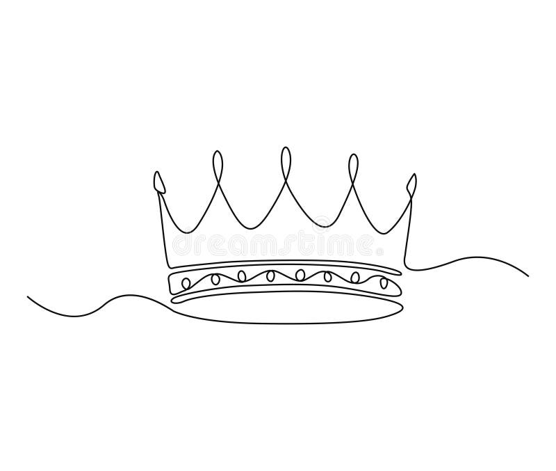 Continuous One Line Drawing of Royal Crown. Simple King Crown Line Art ...