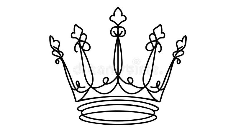 Continuous One Line Drawing of Royal Crown. Simple King Crown Line Art ...