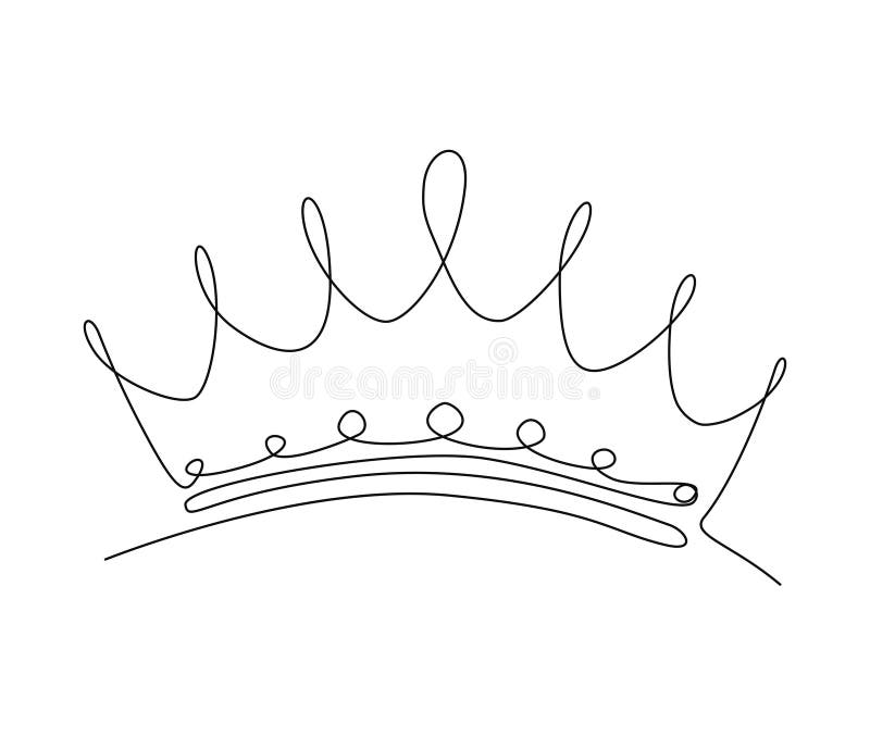 Continuous One Line Drawing of Royal Crown. Simple King Crown Outline ...