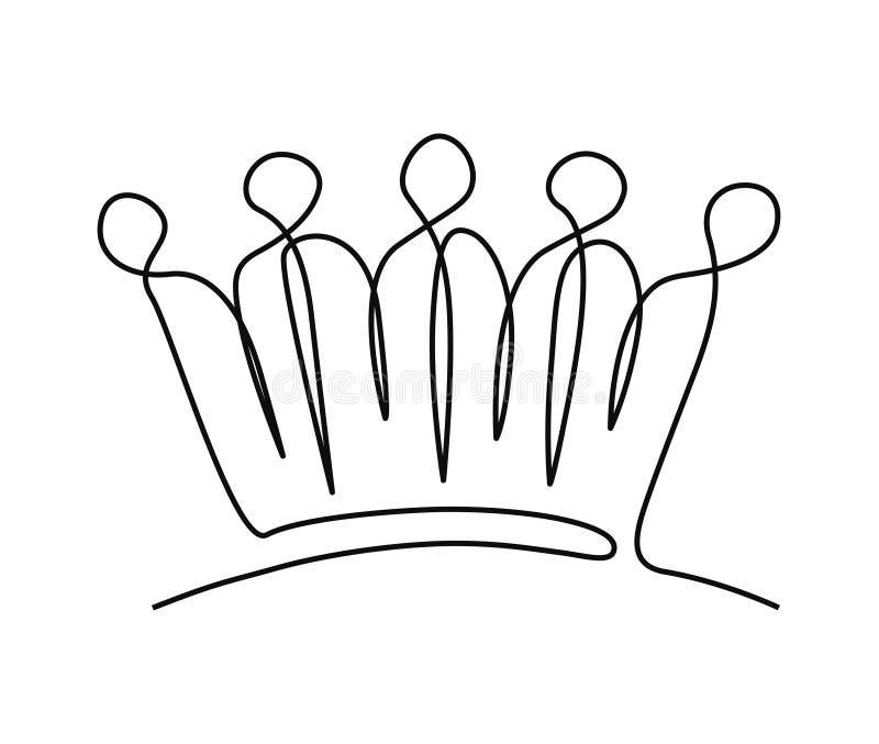 Continuous One Line Drawing of Royal Crown. Simple King Crown Outline ...