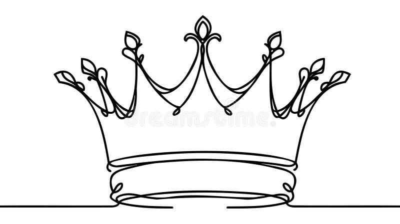 Continuous One Line Drawing of Royal Crown. Simple King Crown Outline ...
