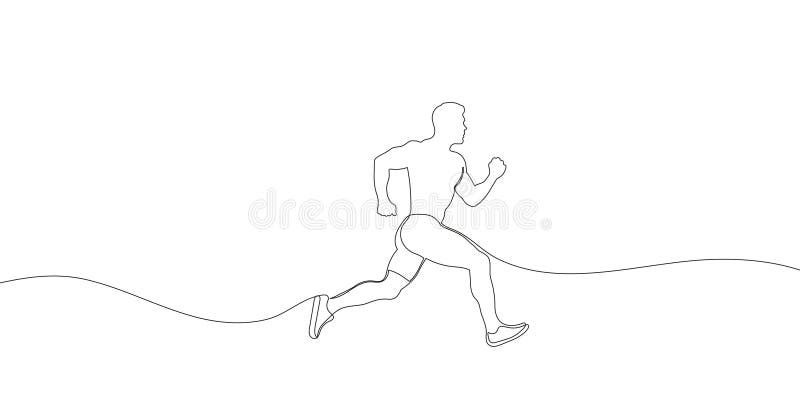 Continuous One Line Drawing of a Running Sportsman. Sports Running ...