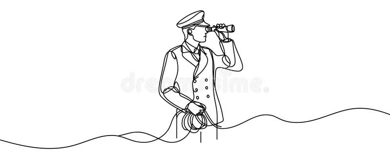 Continuous One Line Drawing of a Sailor in Uniform. Vector Graphic ...