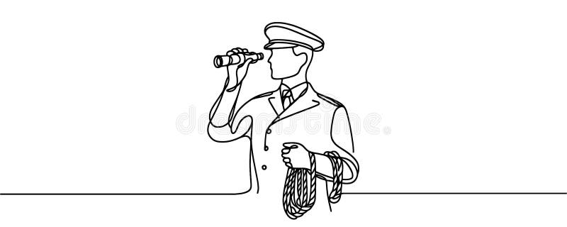 Continuous One Line Drawing of a Sailor in Uniform. Vector Graphic ...