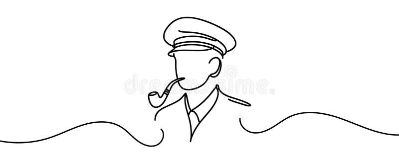 Continuous One Line Drawing of a Sailor in Uniform. Vector Graphic ...