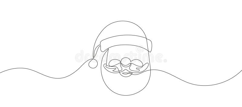 Continuous One Line Drawing of Santa Claus Isolated on White Background ...
