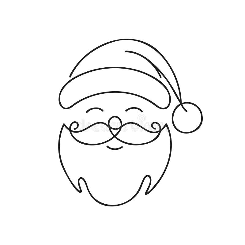 Continuous One Line Drawing of Santa Claus Isolated on White Background ...