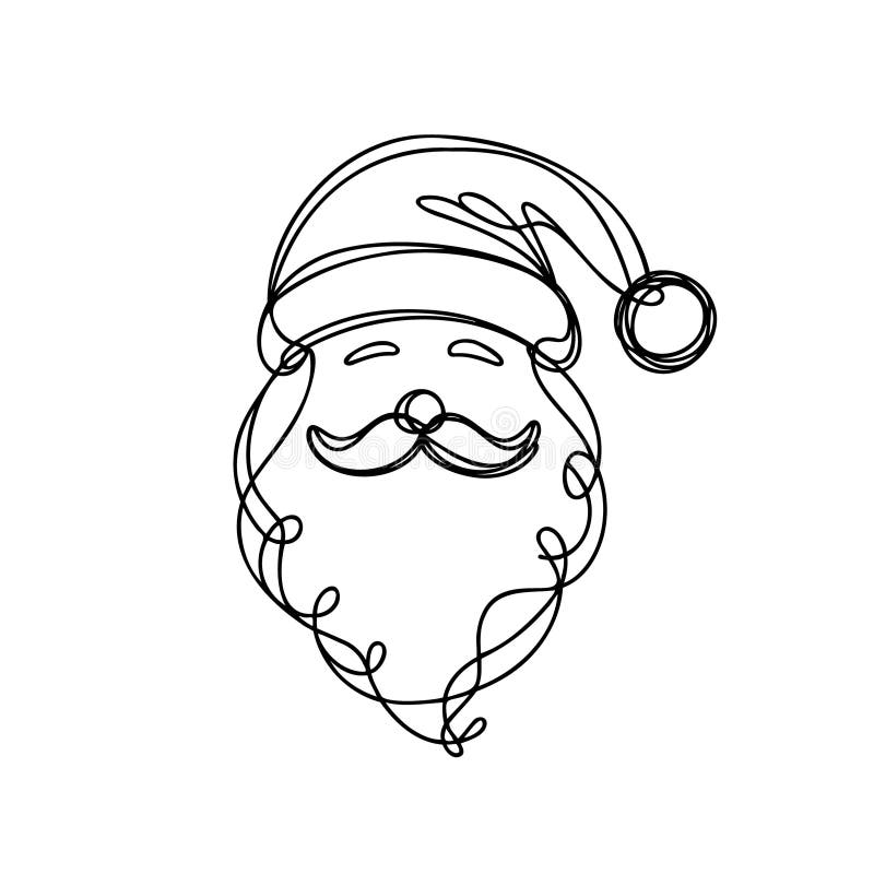Continuous One Line Drawing of Santa Claus Isolated on White Background ...