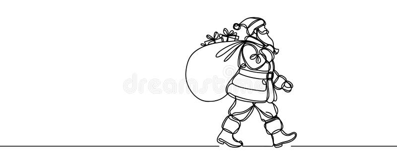 Continuous One Line Drawing of Santa Claus Isolated on White Background ...