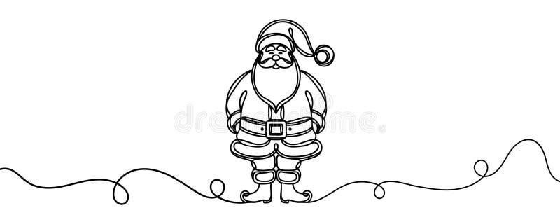 Continuous One Line Drawing of Santa Claus Isolated on White Background ...