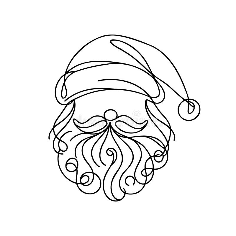 Continuous One Line Drawing of Santa Claus Isolated on White Background ...