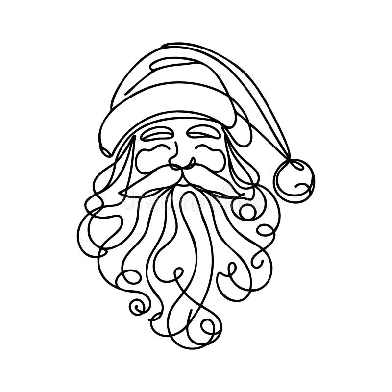 Continuous One Line Drawing of Santa Claus Isolated on White Background ...