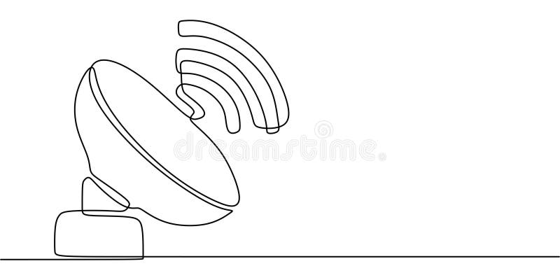 Continuous One Line Drawing of a Satellite Dish Transmitting Signals ...