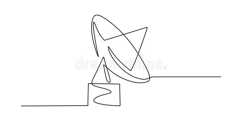 Continuous One Line Drawing of a Satellite Dish Transmitting Signals ...