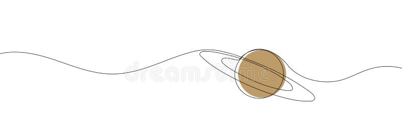 Continuous One Line Drawing Saturn Planet. Vector Illustration Stock ...