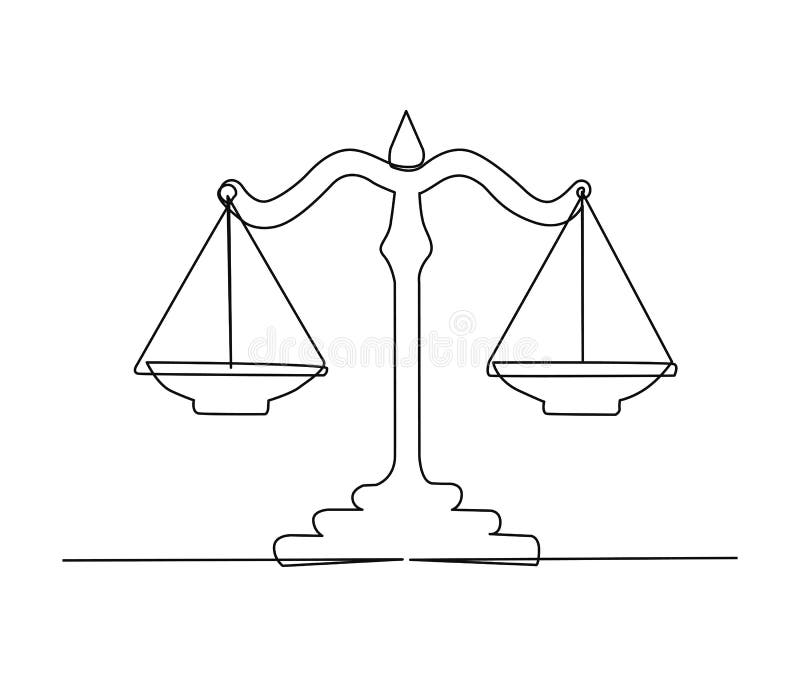 Continuous One Line Drawing of Scales. Scales of Justice Line Art ...