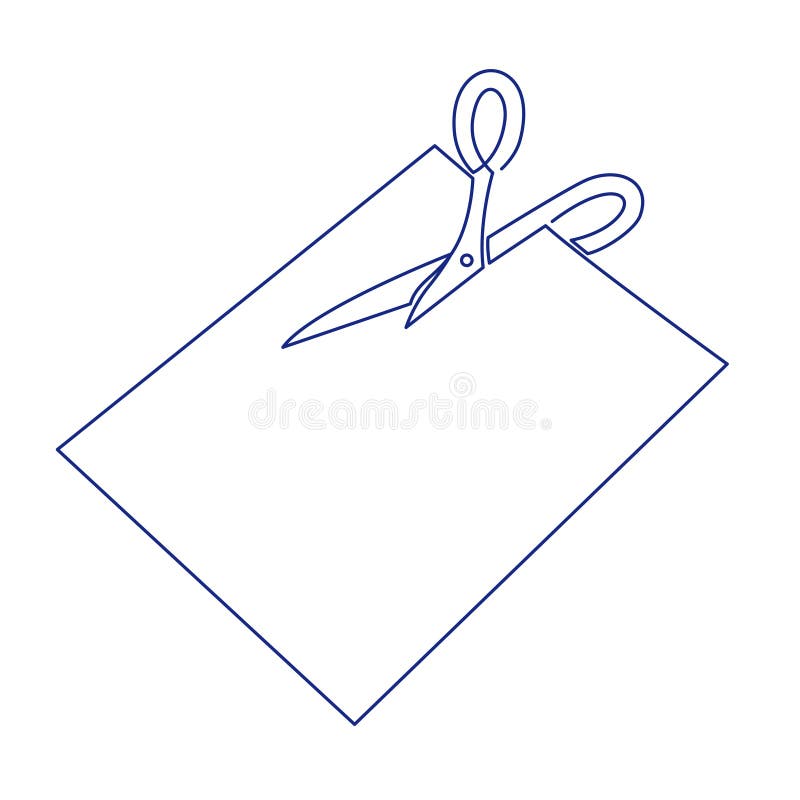 Continuous One Line Drawing of Scissors Cut Paper Vector Illustration ...