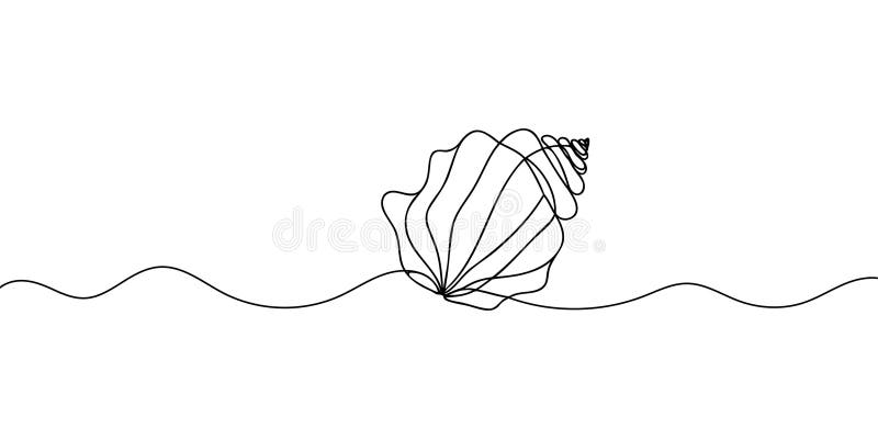 Continuous One Line Drawing of Sea Shell. Simple Illustration of Shell ...