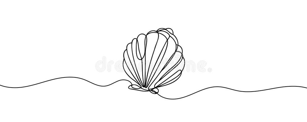 Continuous One Line Drawing of Sea Shell. Simple Illustration of Shell ...