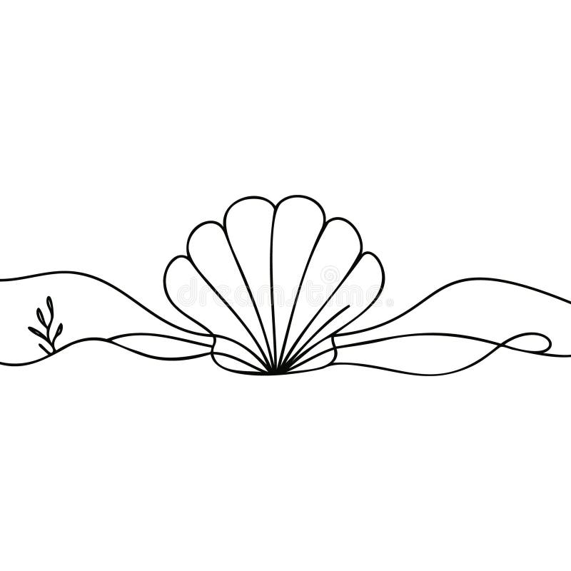 Continuous One Line Drawing of Sea Shell. Simple Illustration of Shell ...