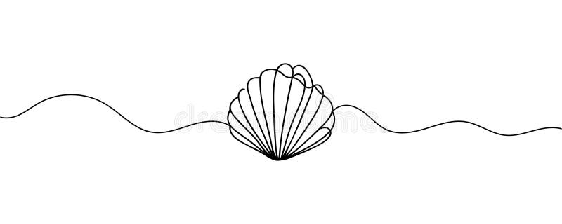 Continuous One Line Drawing of Sea Shell. Simple Illustration of Shell ...