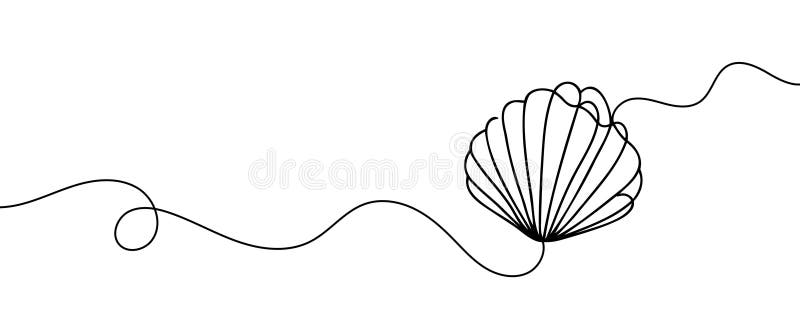 Seashell, Continuous One Line Drawing. Vector Minimalist Linear ...