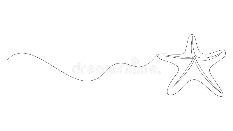 Sea Starfish. Continuous One Line Drawing of Underwater Star Fish in ...