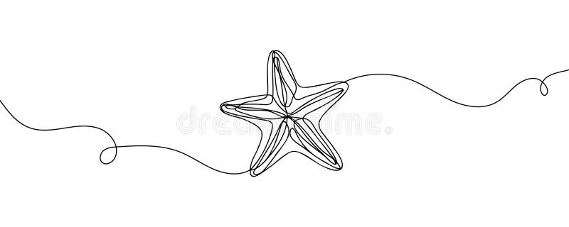 Continuous One Line Drawing of Sea Starfish. Minimalistic Art Web ...