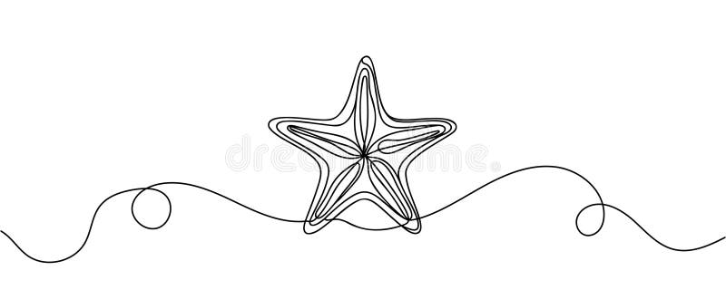 Continuous One Line Drawing of Sea Starfish. Minimalistic Art Web ...