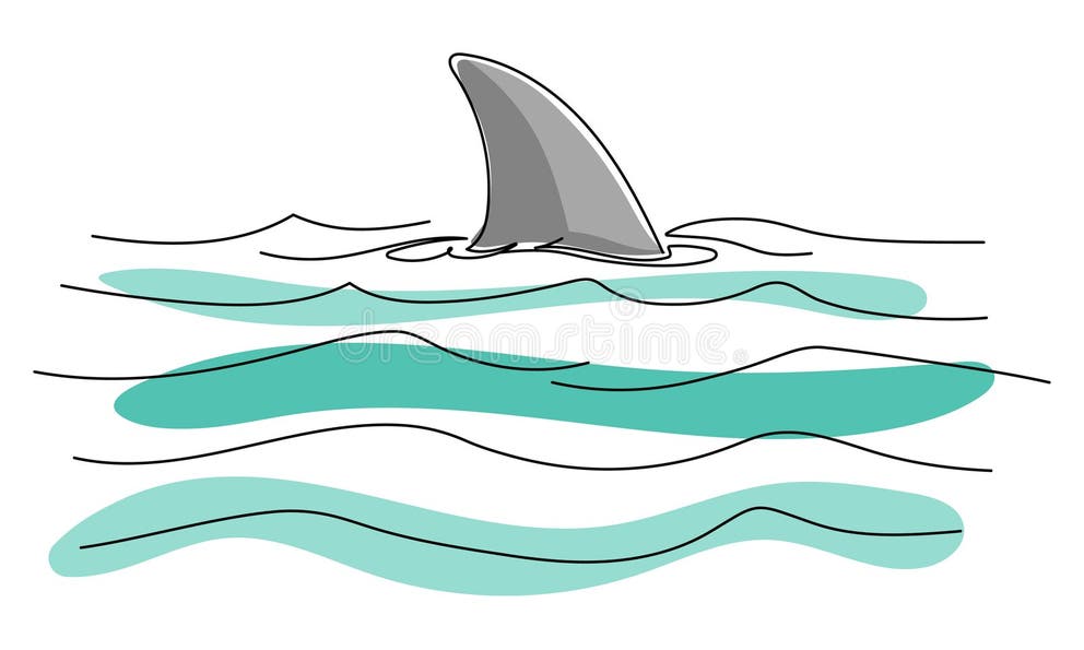 Continuous One Line Drawing of Shark Fin. One Line Drawing of Shark Fin ...