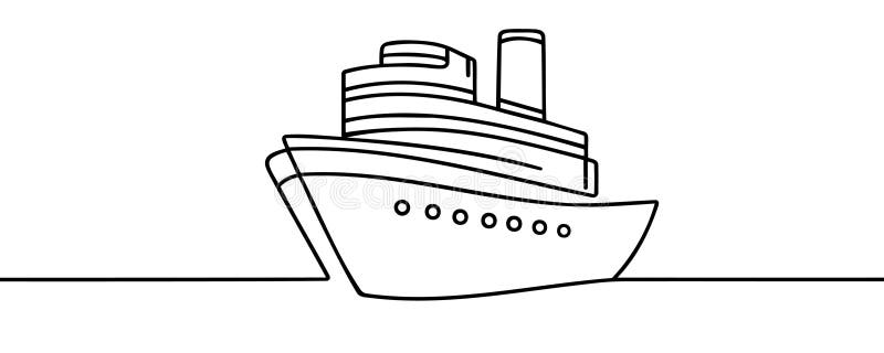 Continuous One Line Drawing of a Ship. Vector Illustration Stock ...