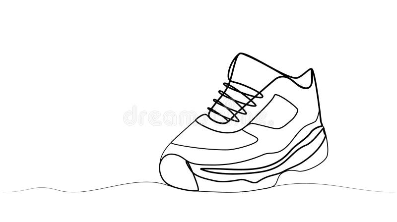 Continuous One Line Drawing of Shoes. Single Line Sneakers Illustration ...