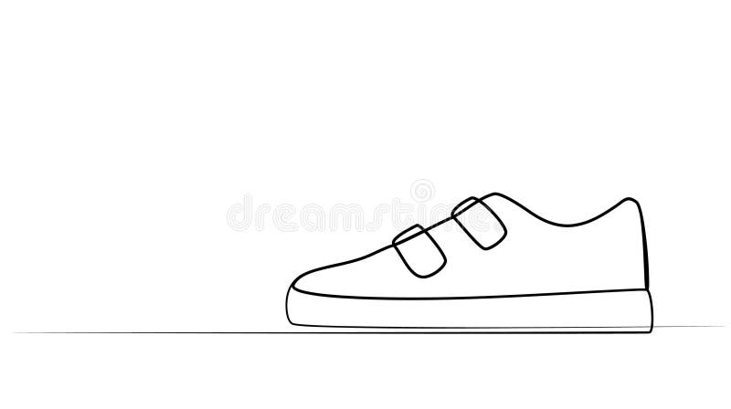 Continuous One Line Drawing of Shoes. Single Line Sneakers Illustration ...