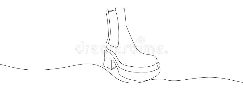Continuous One Line Drawing Silhouette of Boots. the Boots Linear Icon ...