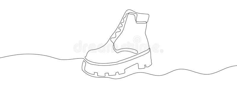 Continuous One Line Drawing Silhouette of Boots. the Boots Linear Icon ...