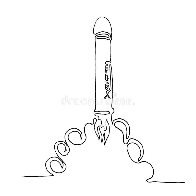 Continuous One Line Drawing. Spacecraft Launch. Space Exploration ...