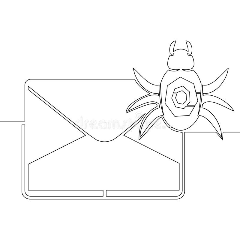 Continuous One Line Drawing Spam Icon Concept Stock Vector ...
