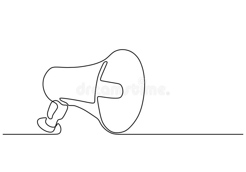 Continuous One Line Drawing of Speaker Horn Symbol of Announcement and ... Continuous One Line Drawing of Speaker Horn Symbol of Announcement and ...