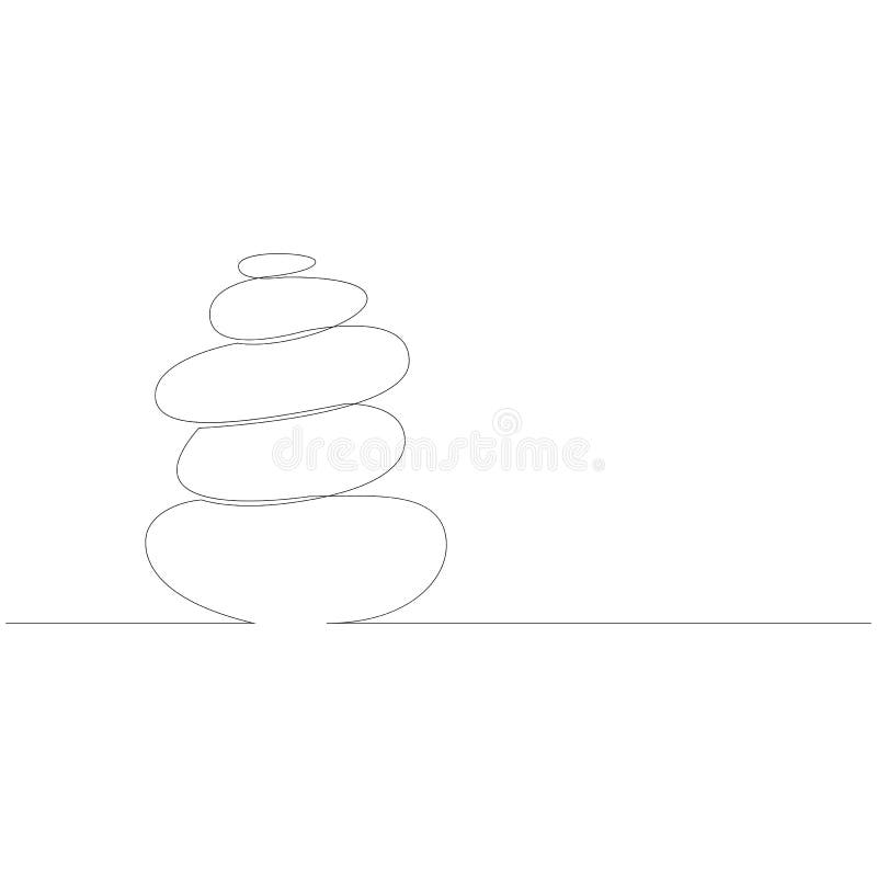 Continuous One Line Drawing of Stacked Stones. Vector Illustration ...
