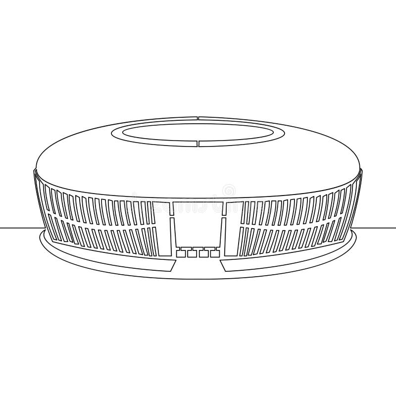 Continuous One Line Drawing Stadium Arena Concept Stock Vector ...