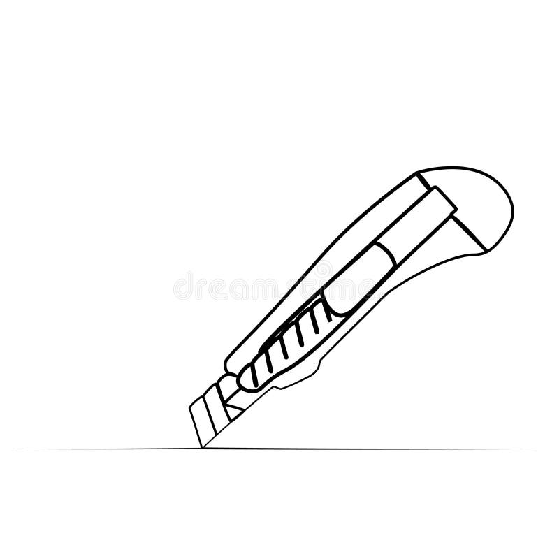 Continuous One Line Drawing of a Stationery Knife Stock Vector ...