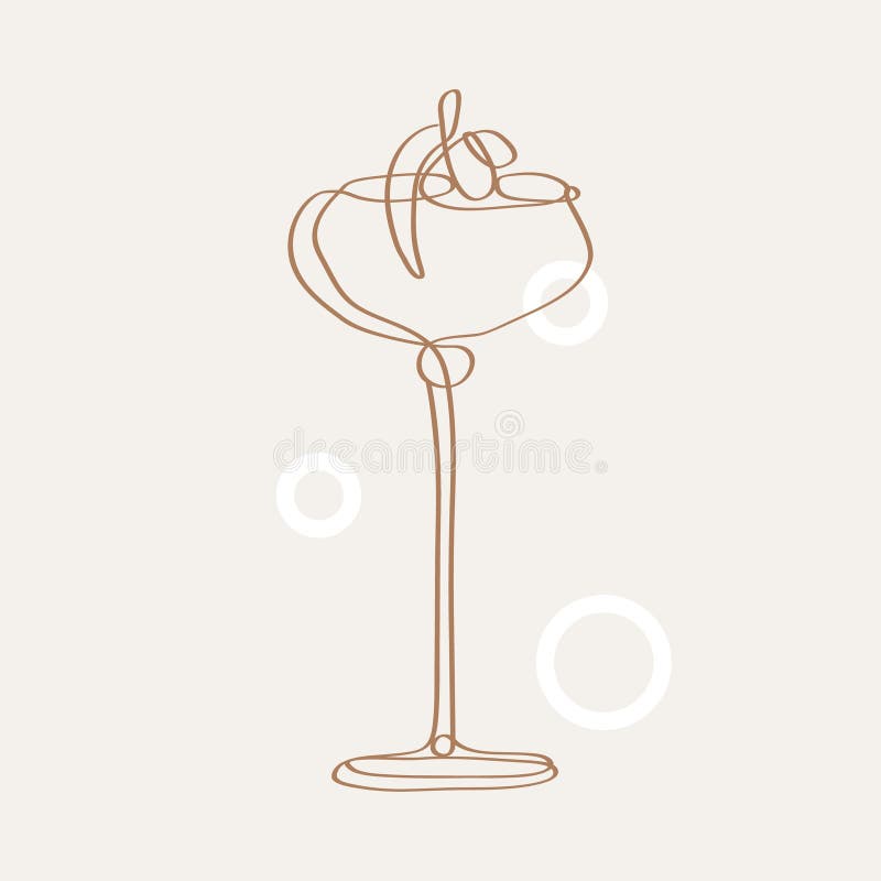 Continuous One Line Drawing of Summer Cocktail Drinks. Bar and ...