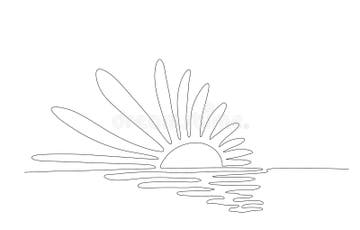 Continuous Line Drawing Sunset Sea Stock Illustrations – 320 Continuous ...