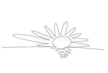 Continuous Line Drawing Sunset Sea Stock Illustrations – 298 Continuous ...
