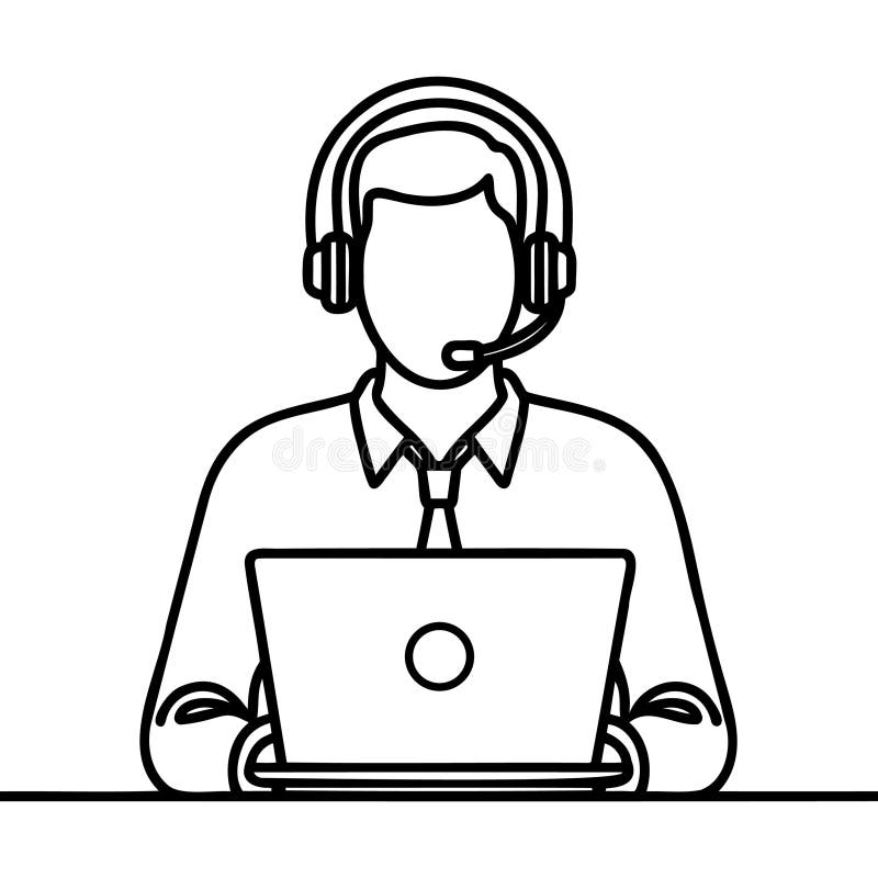 Continuous One Line Drawing of Support Service. Customer Service ...