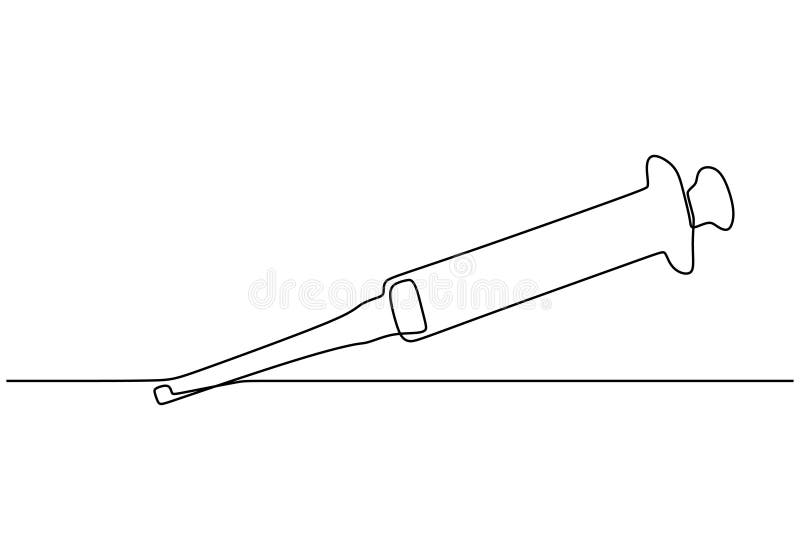Continuous One Line Drawing of Syringe with Needle Vector. Medical ...